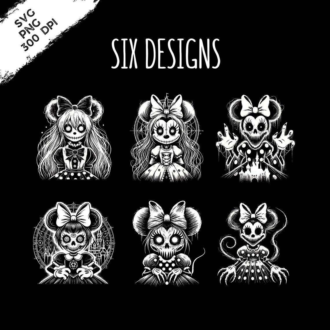 Scary Minnie Mouse Inspired Svg Png Creepy Mouse Svg Design File ...