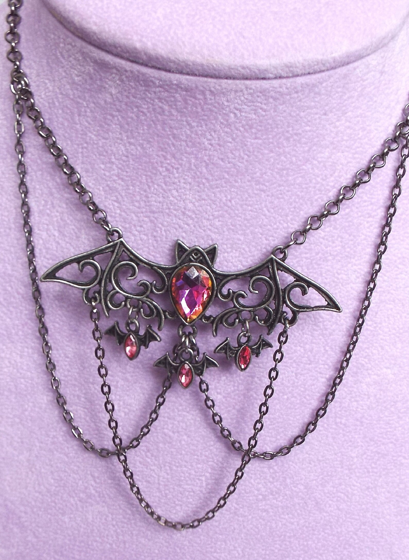 VAMPIRE BAT Choker/necklace, Gothic Gunmetal Bat Necklace, Handmade ...