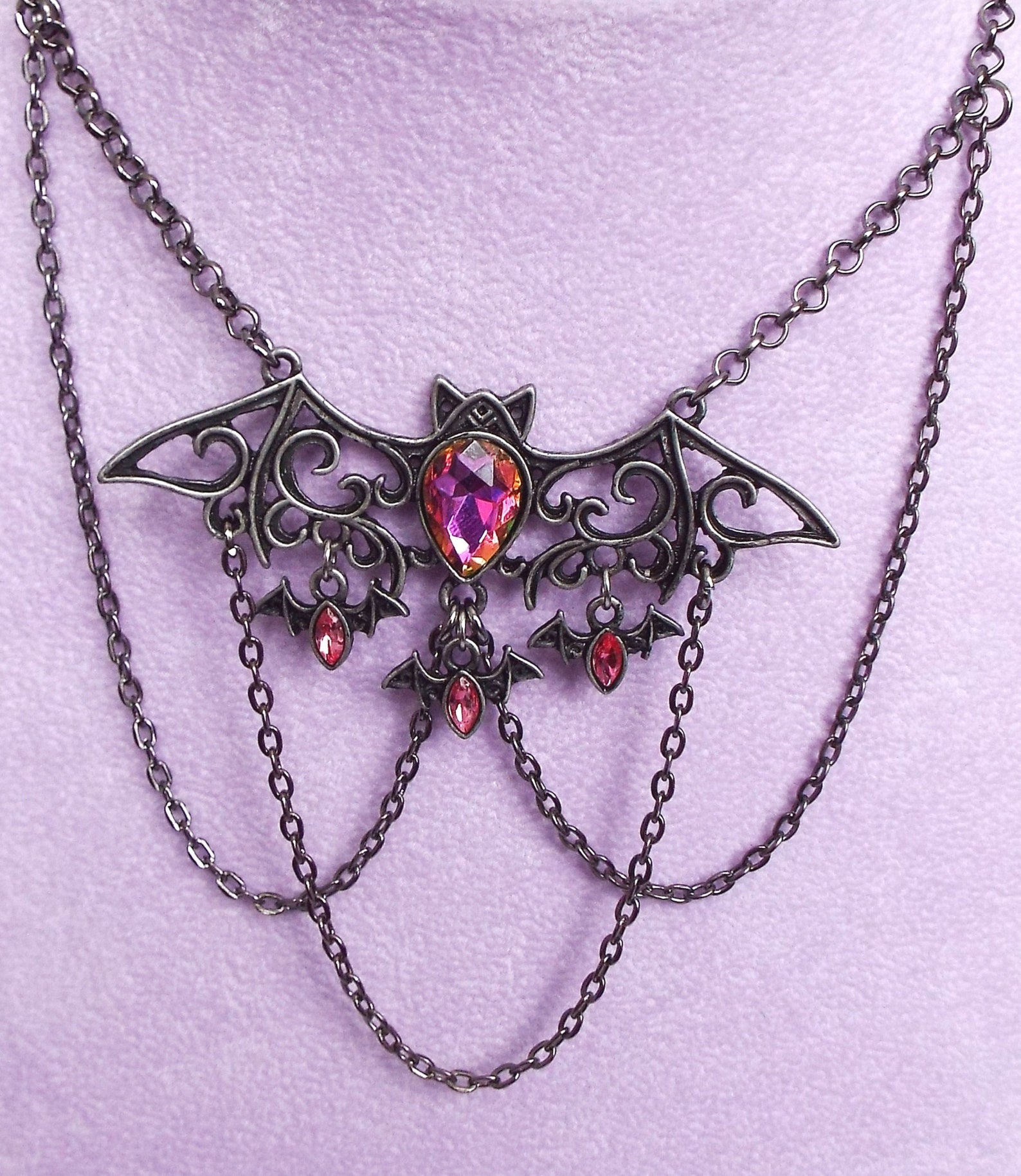 VAMPIRE BAT Choker/necklace, Gothic Gunmetal Bat Necklace, Handmade ...