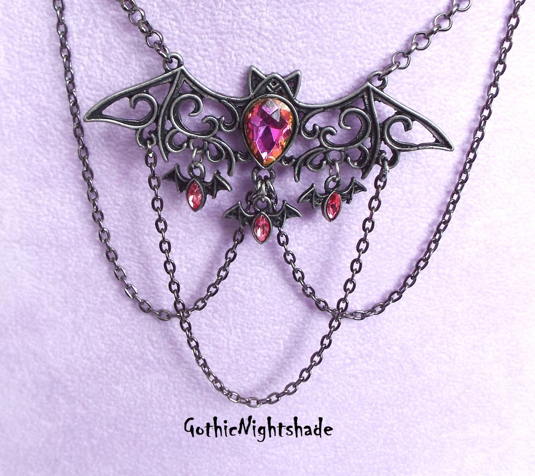 VAMPIRE BAT Choker/necklace, Gothic Gunmetal Bat Necklace, Handmade ...