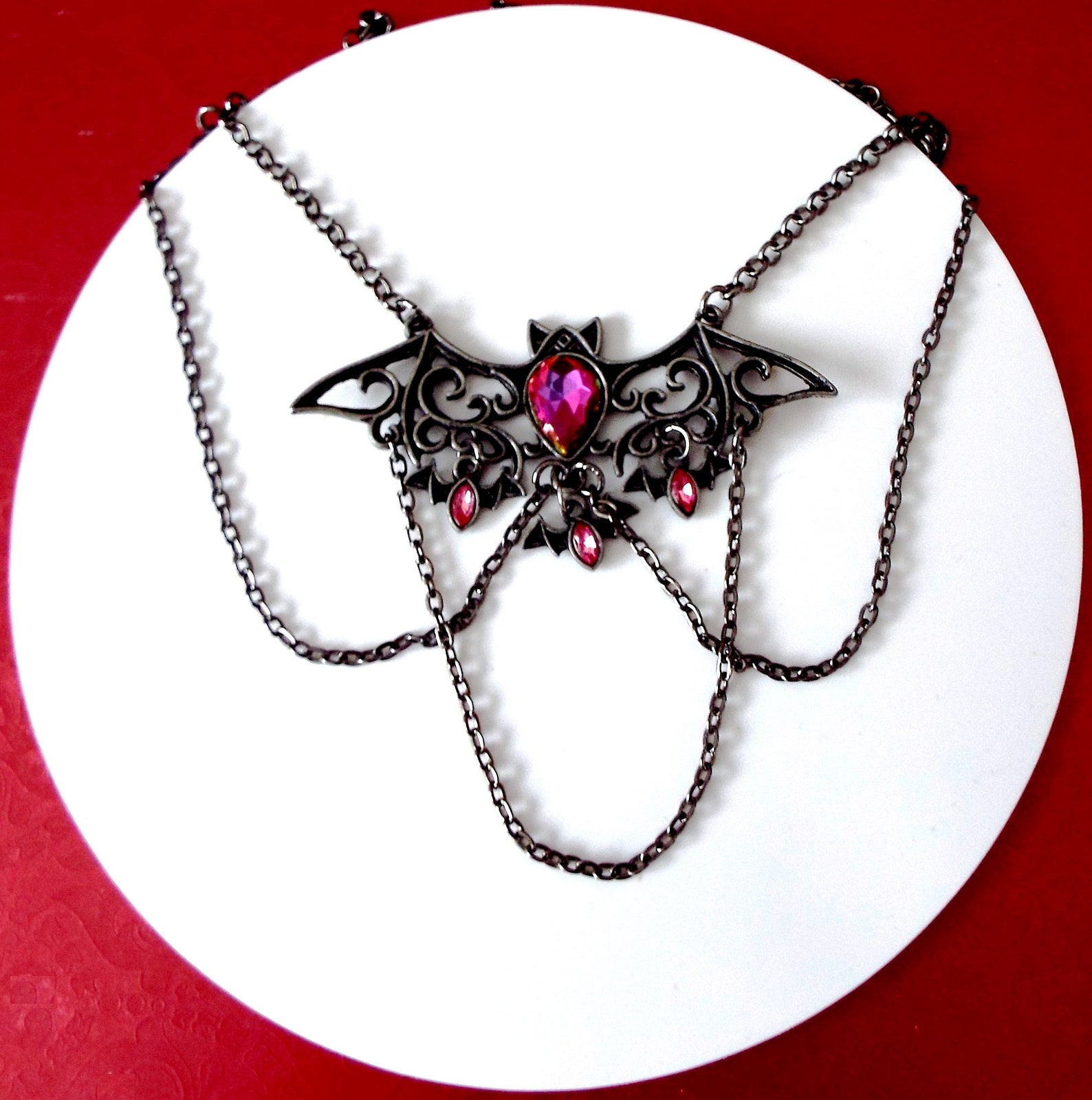 VAMPIRE BAT Choker/necklace, Gothic Gunmetal Bat Necklace, Handmade ...