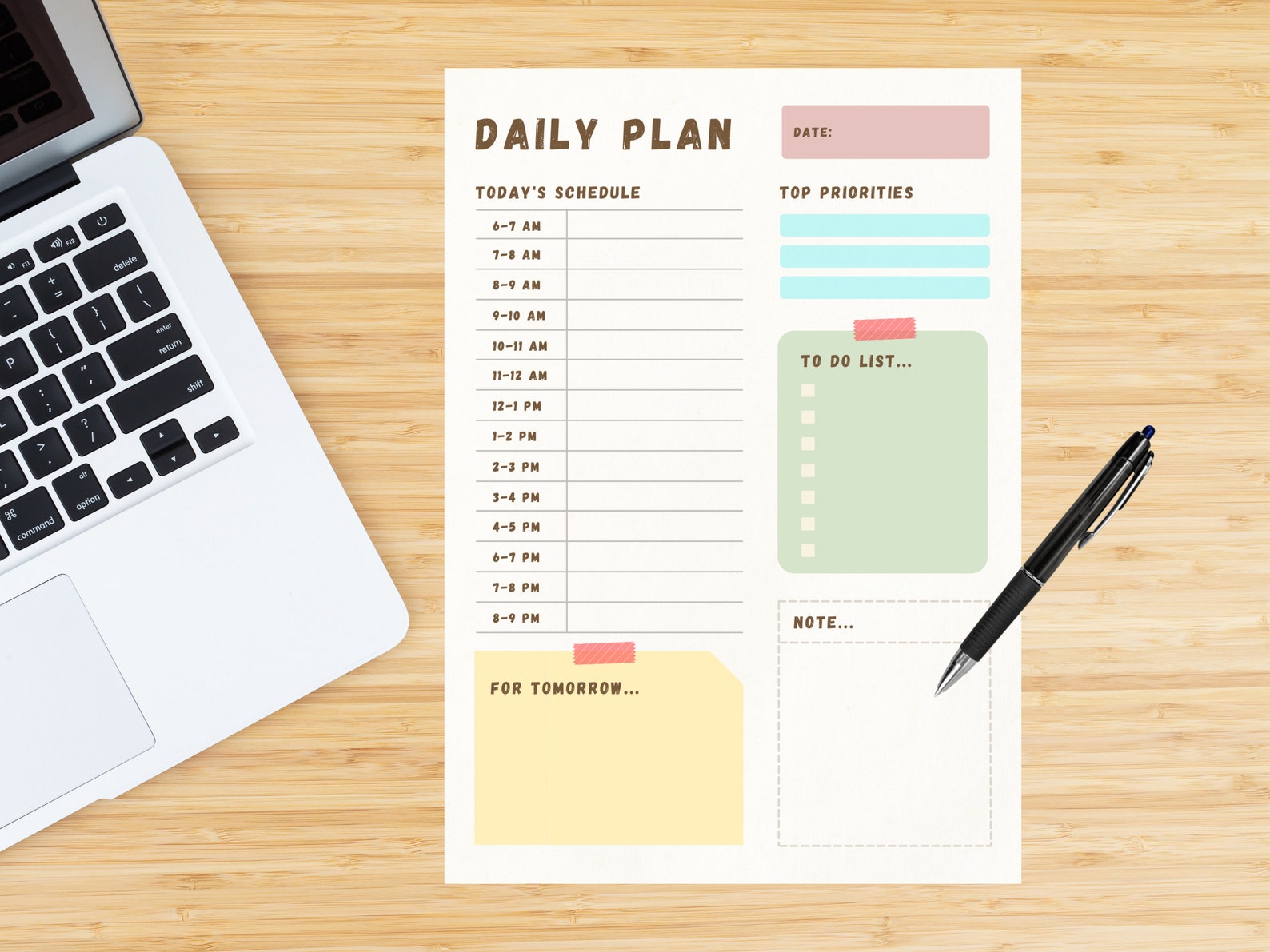 Printable Daily Planner, Print at Home Day Planner, A4 Day Planner, Fun ...