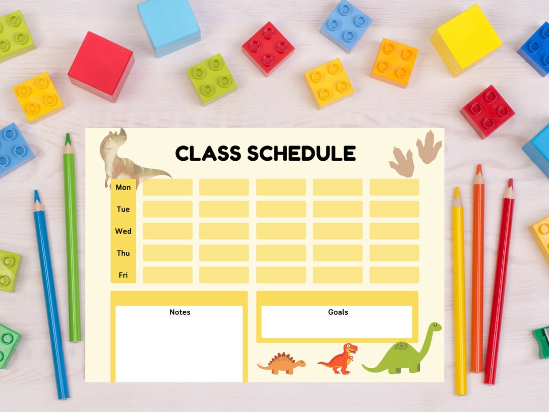 Printable Class Schedule, Dinosaur Design Class Schedule, Children ...