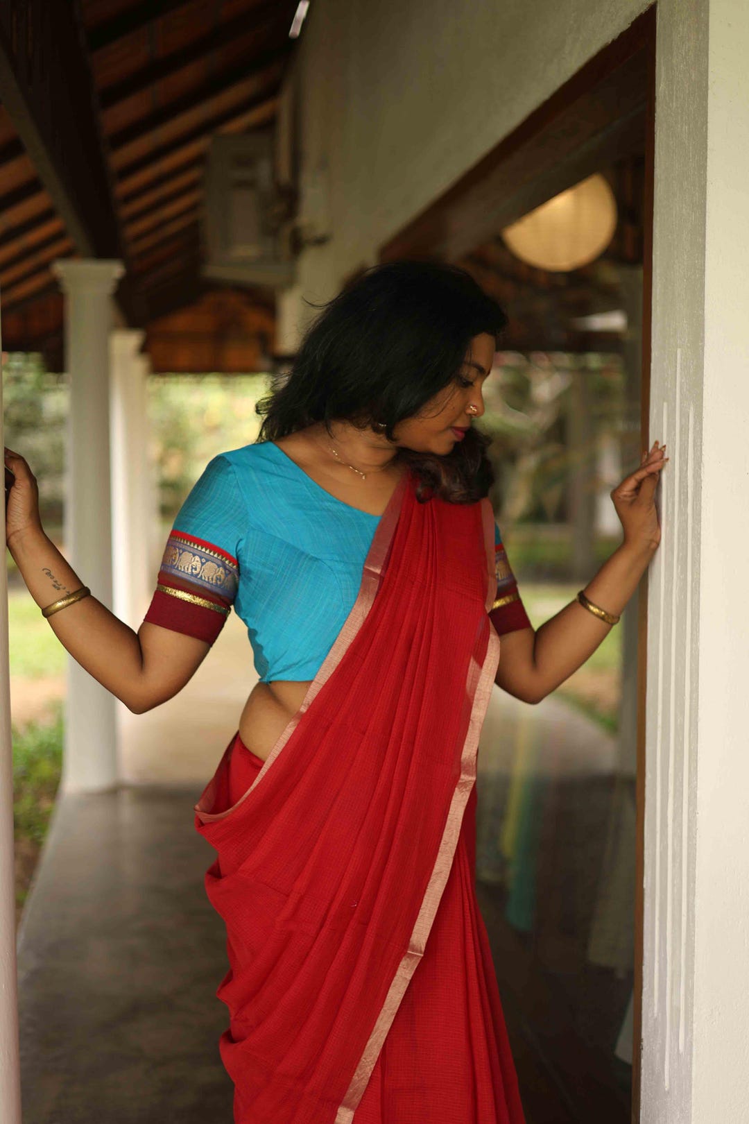 Blood Red Kota Saree - Etsy