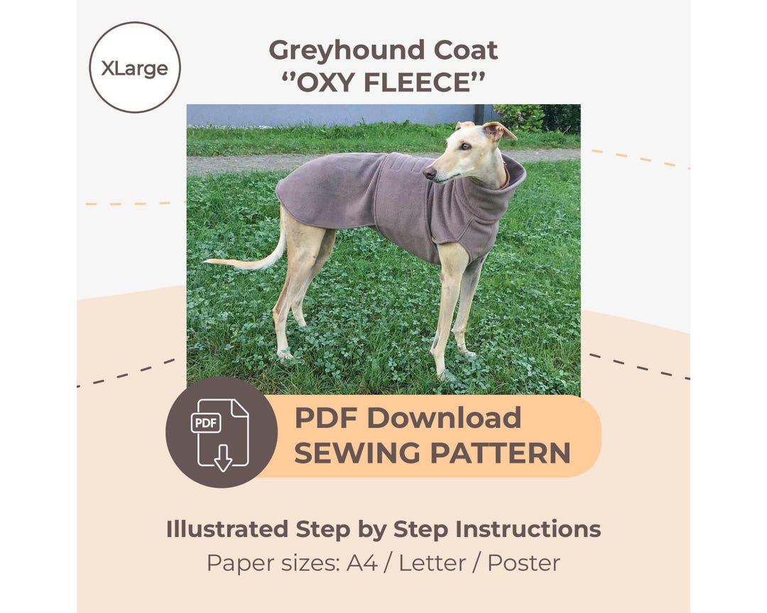 DOWNLOAD SEWING PATTERN / Greyhound Coat - Single Size Xlarge / Paper ...