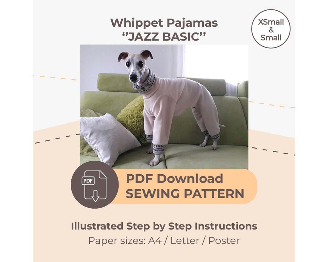 DOWNLOAD SEWING PATTERN / Whippet Pajamas Sizes Xsmall and Small ...
