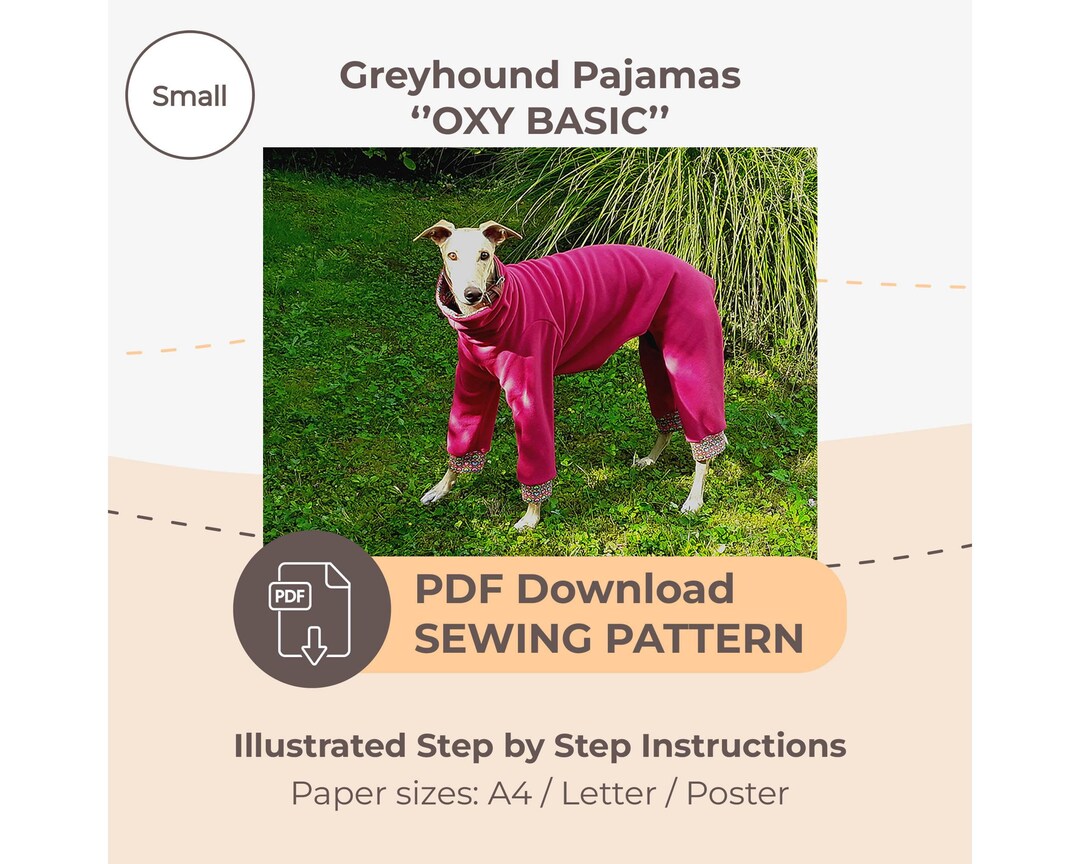 DOWNLOAD SEWING PATTERN / Greyhound Pajamas – Single Size Small / Paper ...