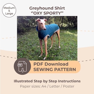 DOWNLOAD SEWING PATTERN / Greyhound Shirt - Sizes Medium and Large ...