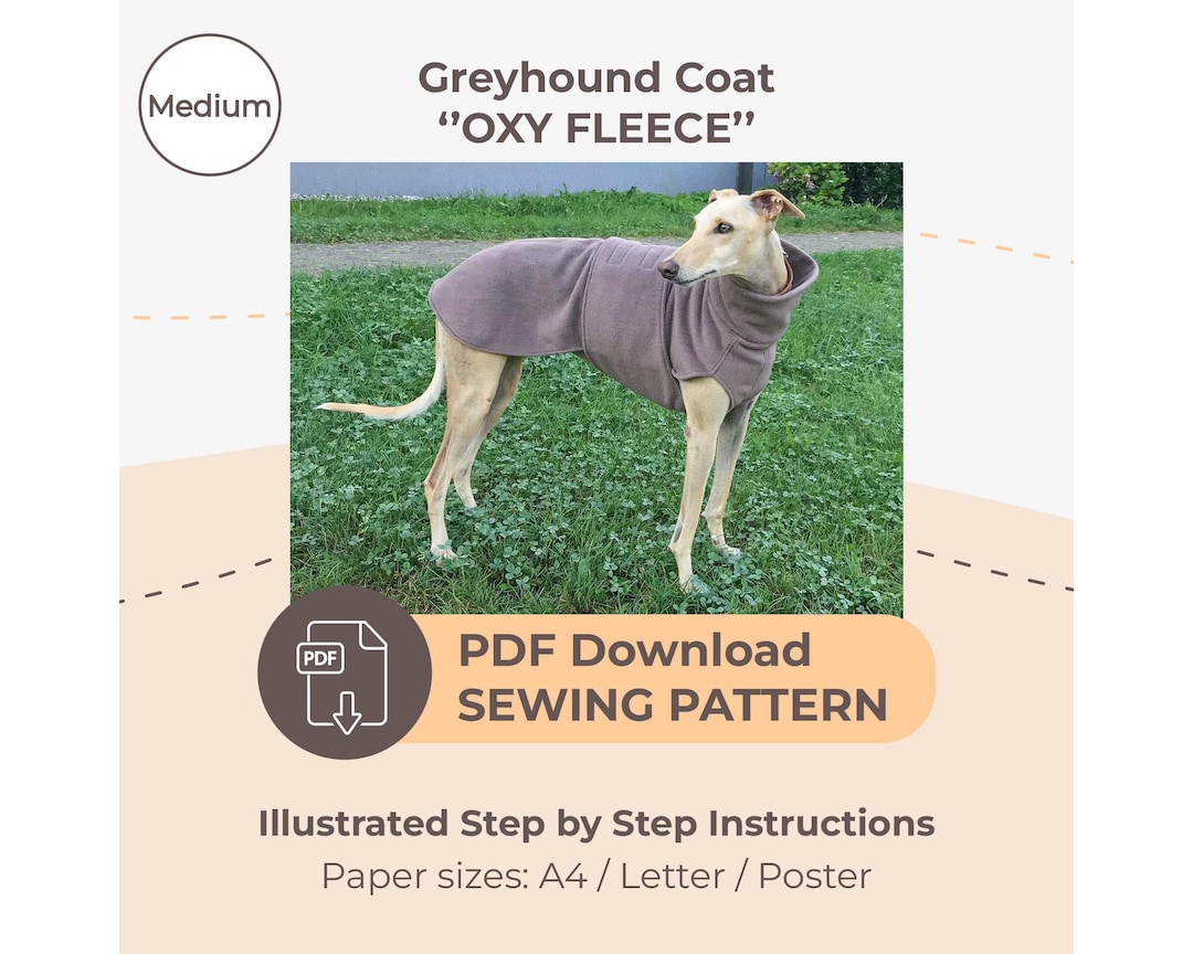 DOWNLOAD SEWING PATTERN / Greyhound Coat - Single Size Medium / Paper ...