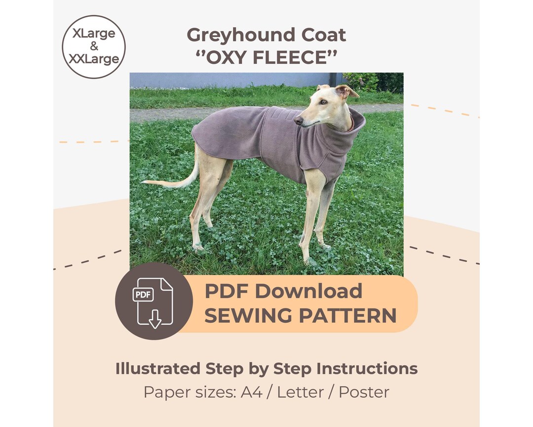 DOWNLOAD SEWING PATTERN / Greyhound Coat - Sizes Xlarge and Xxlarge ...