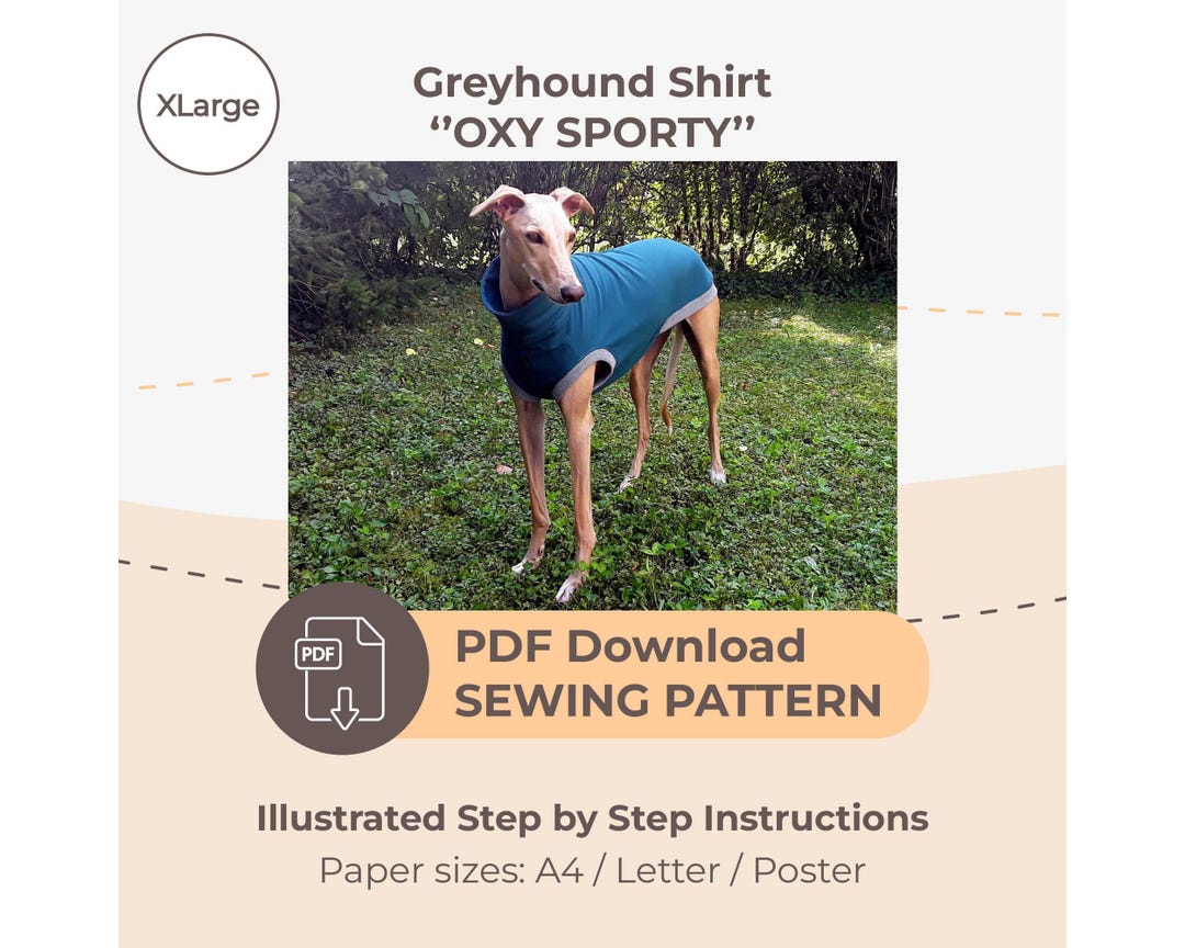 DOWNLOAD SEWING PATTERN / Greyhound Shirt - Single Size Xlarge / Paper ...