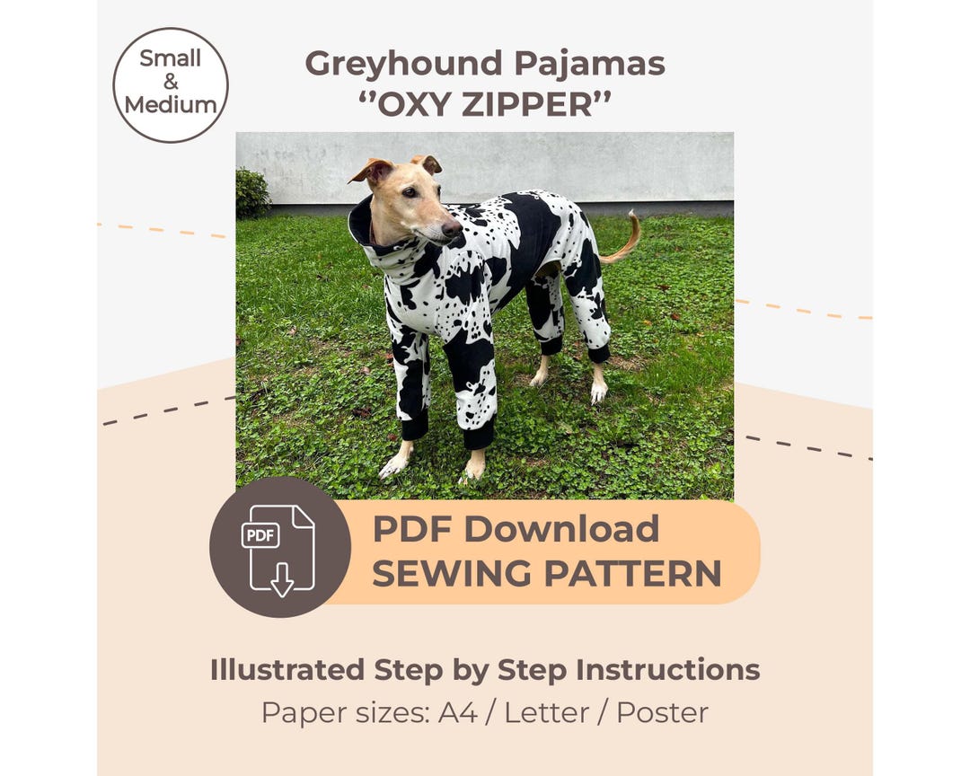 DOWNLOAD SEWING PATTERN / Greyhound Pajamas With a Zipper – Sizes Small ...