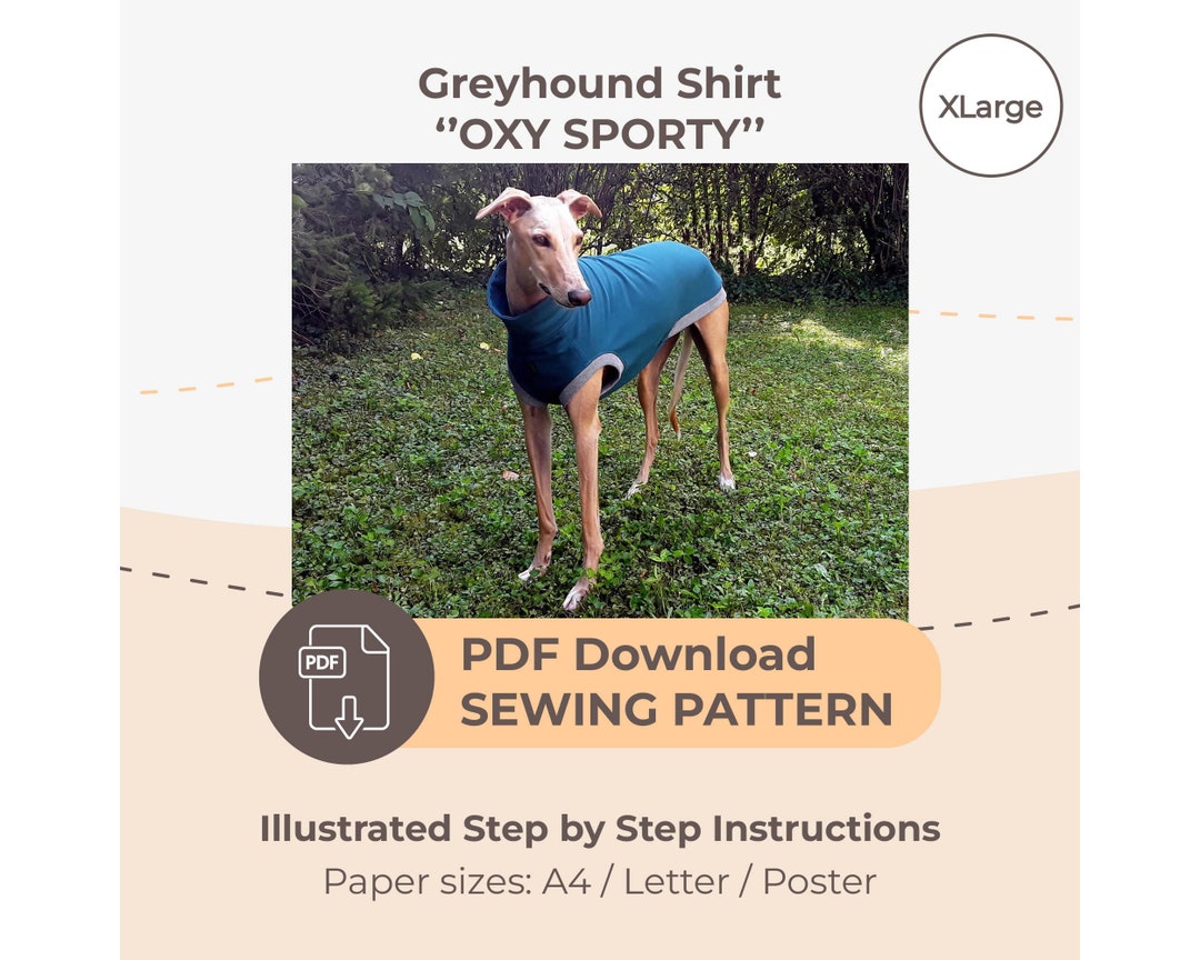 DOWNLOAD SEWING PATTERN / Greyhound Shirt Single Size Xlarge / Paper ...
