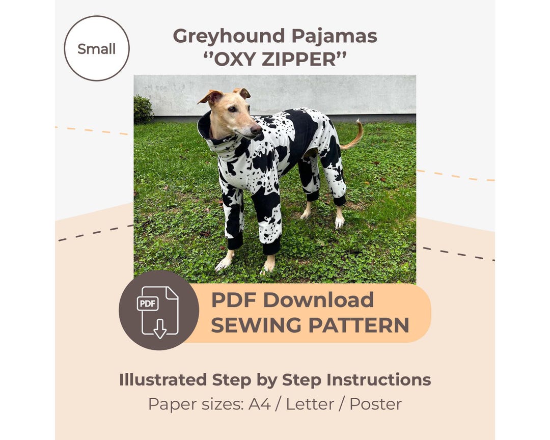 DOWNLOAD SEWING PATTERN / Greyhound Pajamas With a Zipper – Single Size ...