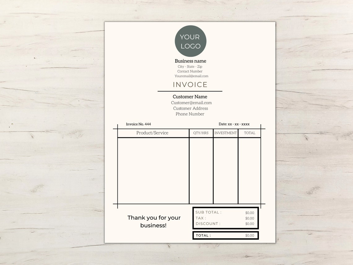 Invoice Editable Template Investment Quote Template - Etsy