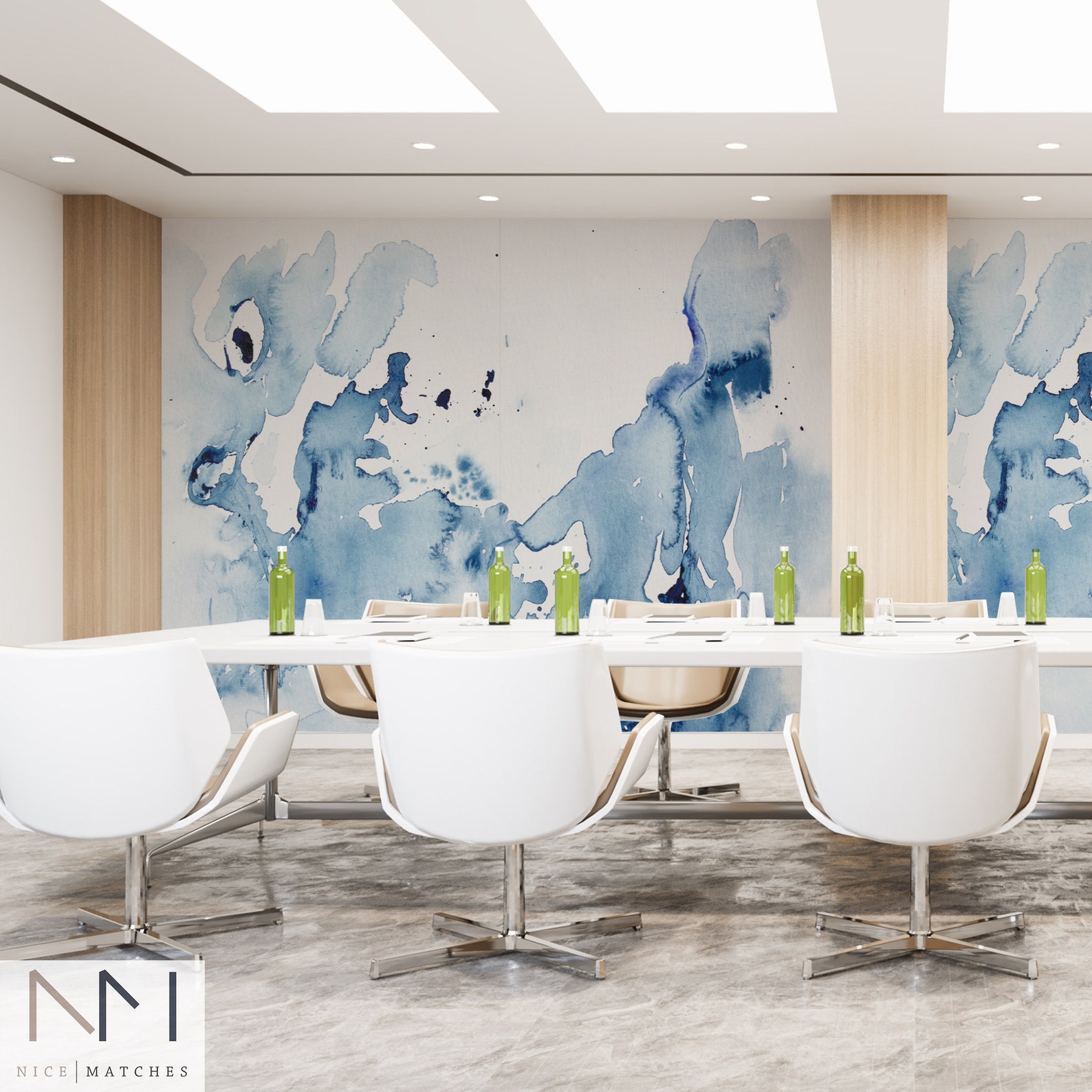 Blue Watercolor Wall Mural Commercial or Home Interior - Etsy