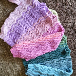 Wavy Tones Crochet Sweater Pattern - Etsy