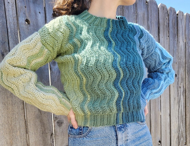 Wavy Tones Crochet Sweater Pattern - Etsy