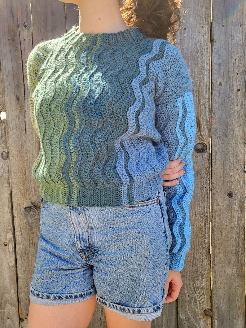 Wavy Tones Crochet Sweater Pattern - Etsy