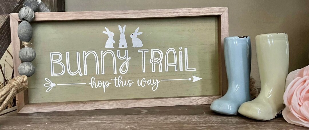 Title: Double-sided 5x12 Spring Sign | "bunny Trail Hop This Way ...