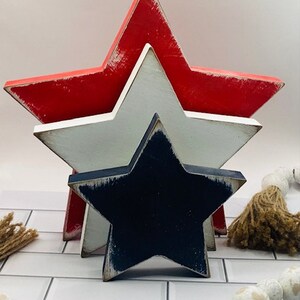 Set of 3 Rustic Wood Stars red/white/blue - Etsy