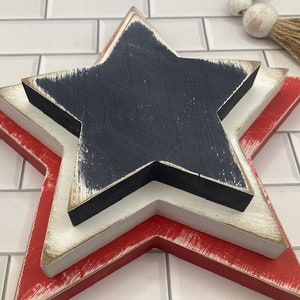 Set of 3 Rustic Wood Stars (red/white/blue) - Etsy