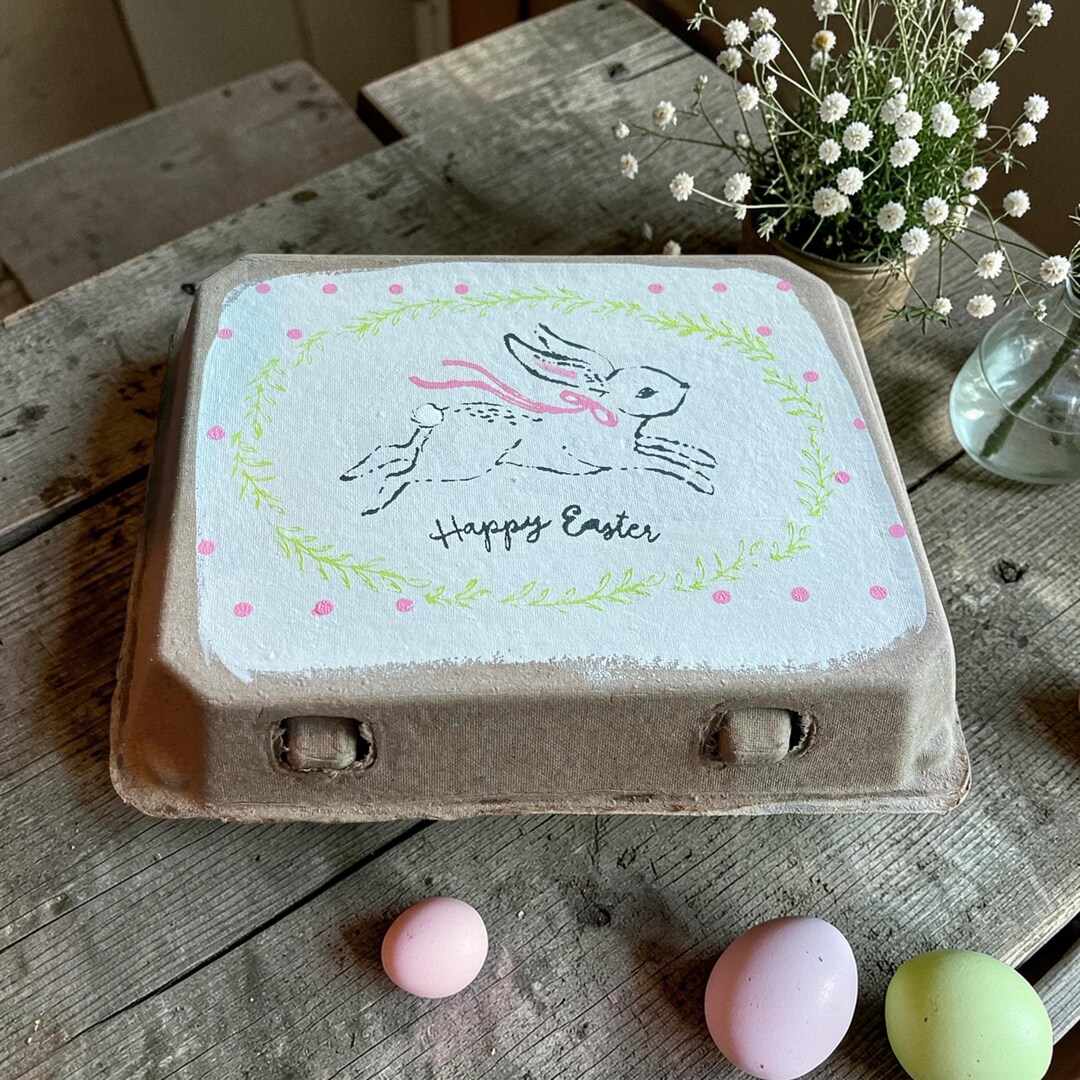 Easter Bunny Egg Carton / Wood or Plastic Eggs - Etsy