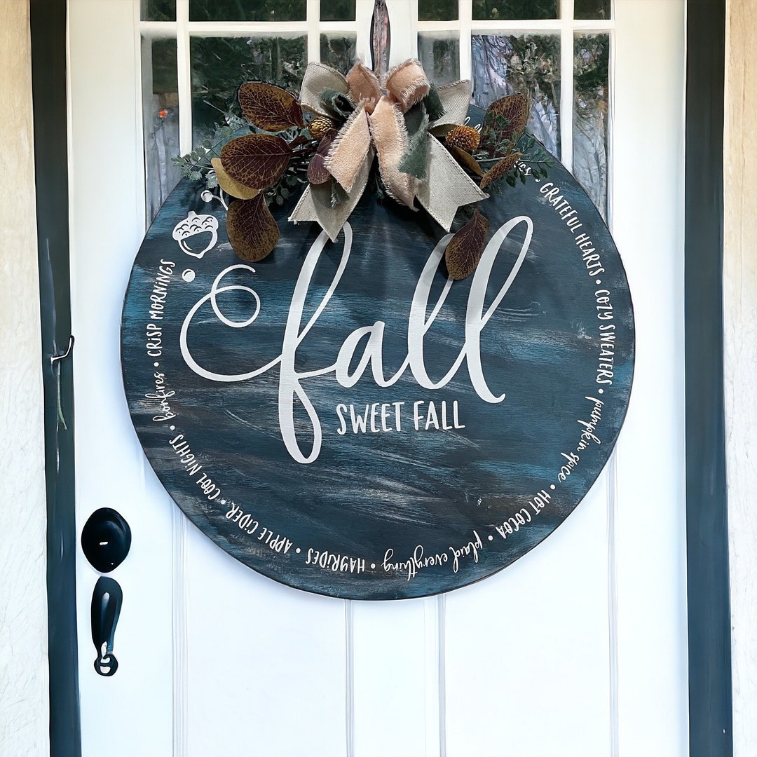 Fall Sweet Fall 17” Front Door Sign / Autumn Front Door Decor / Welcome ...