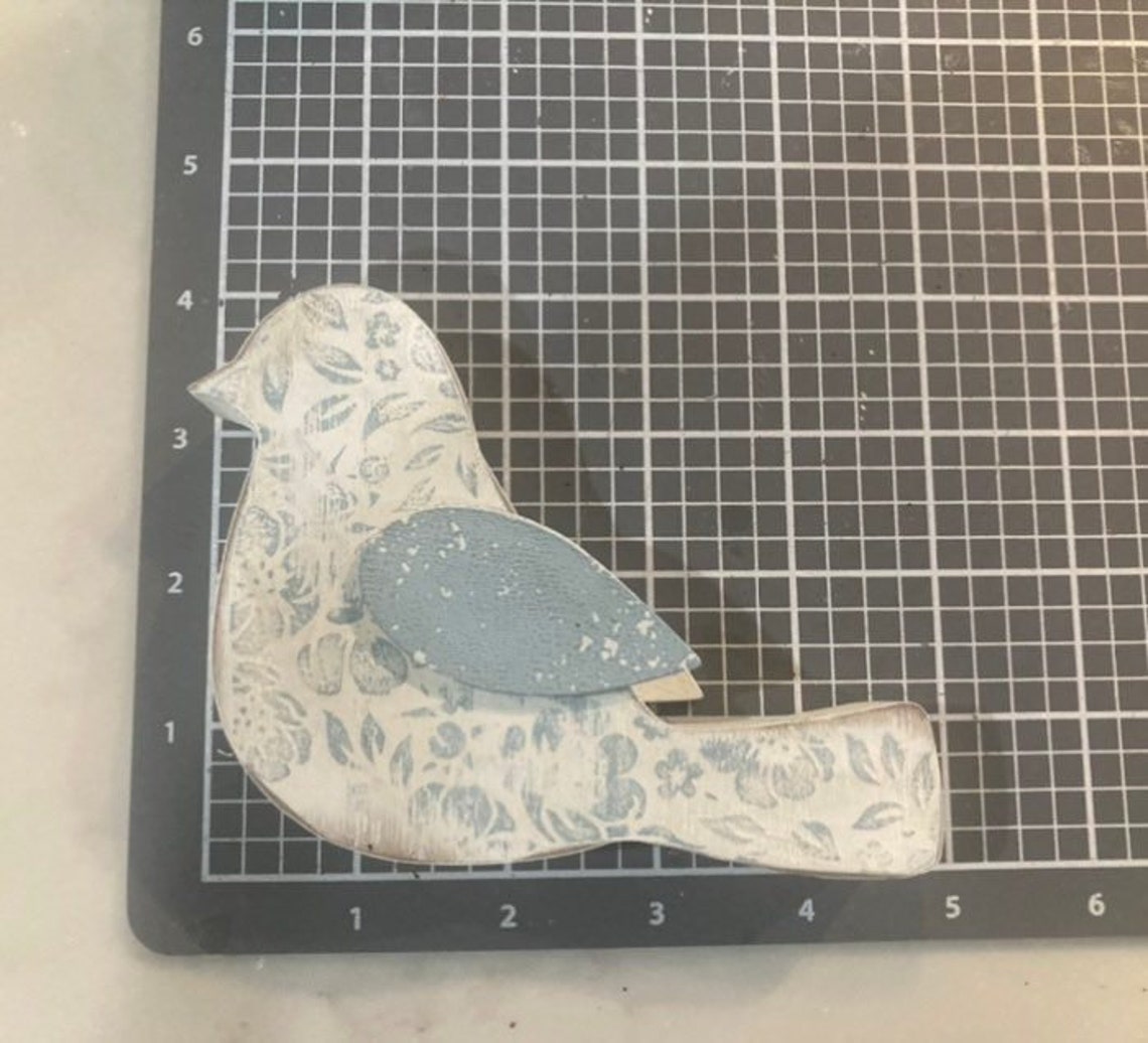 Set of 2 Farmhouse Wood Birds Blue shelf Sitters | Etsy