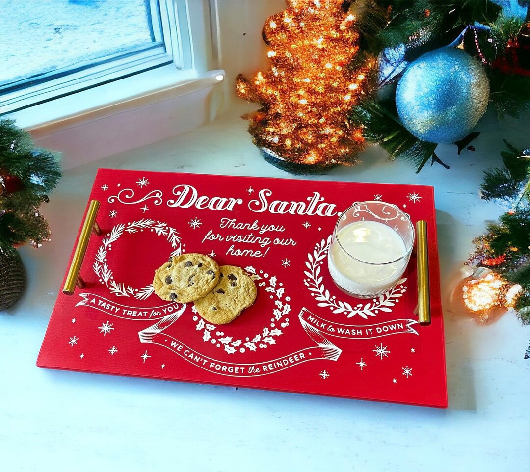 Santa Milk and Cookie Serving Tray 11x17 /christmas / Holidays - Etsy