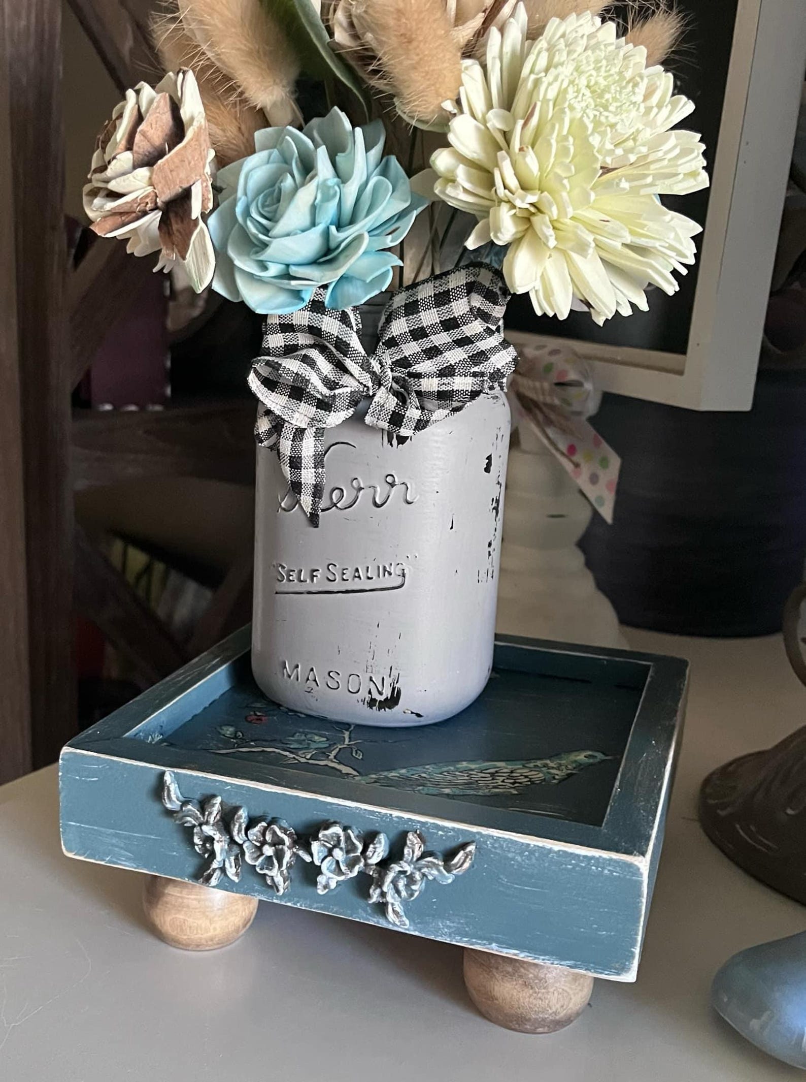 Farmhouse Riser 6x6- Painted in Spruce With a Flower Accent Mold ...