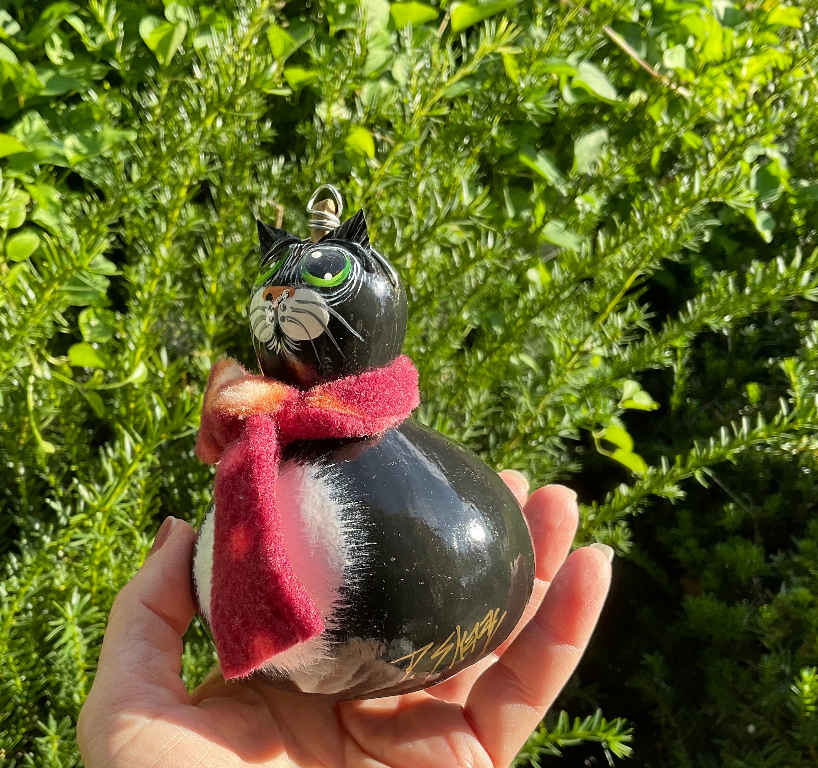 CAT GOURD ORNAMENT Hand Painted Gourd Black Tuxedo Cat - Etsy