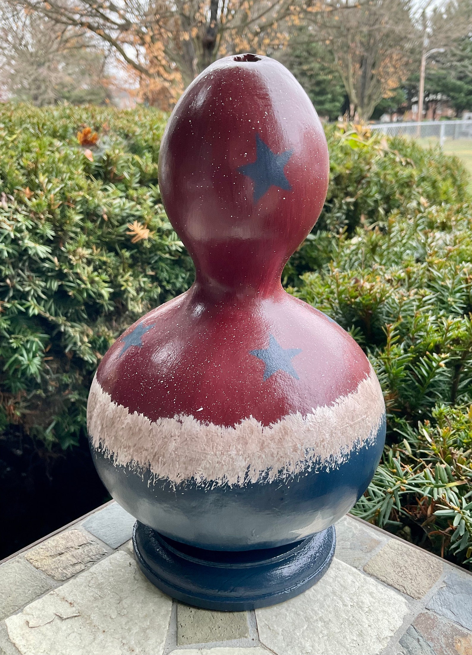 SANTA GOURD, AMERICANA Santa, Hand Painted Gourd, for the Santa ...