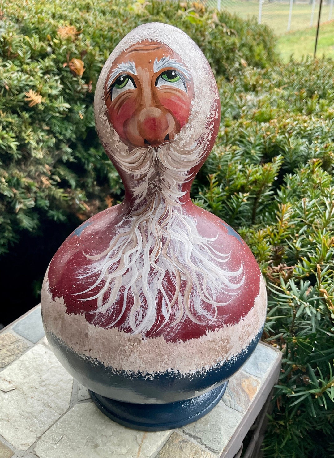 SANTA GOURD, AMERICANA Santa, Hand Painted Gourd, for the Santa ...