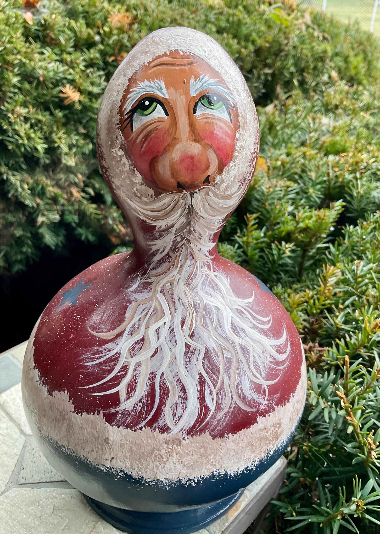 SANTA GOURD, AMERICANA Santa, Hand Painted Gourd, for the Santa ...