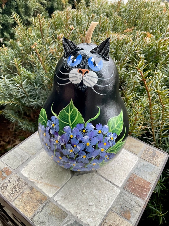 HYDRANGEA CAT GOURD Hand Painted Gourd Spring/summer Decor - Etsy