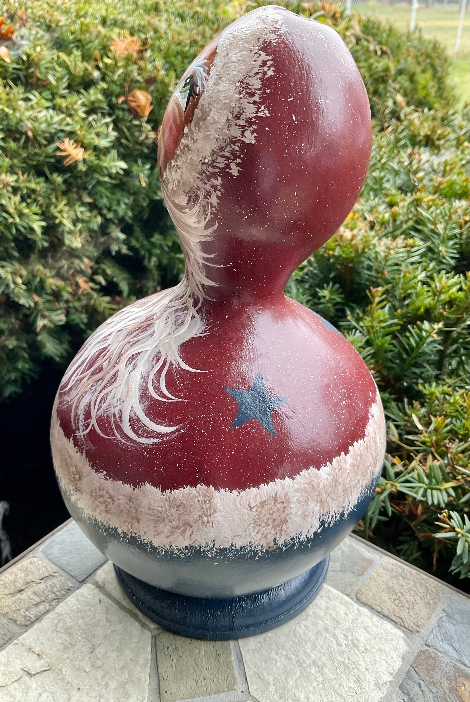 SANTA GOURD, AMERICANA Santa, Hand Painted Gourd, for the Santa ...