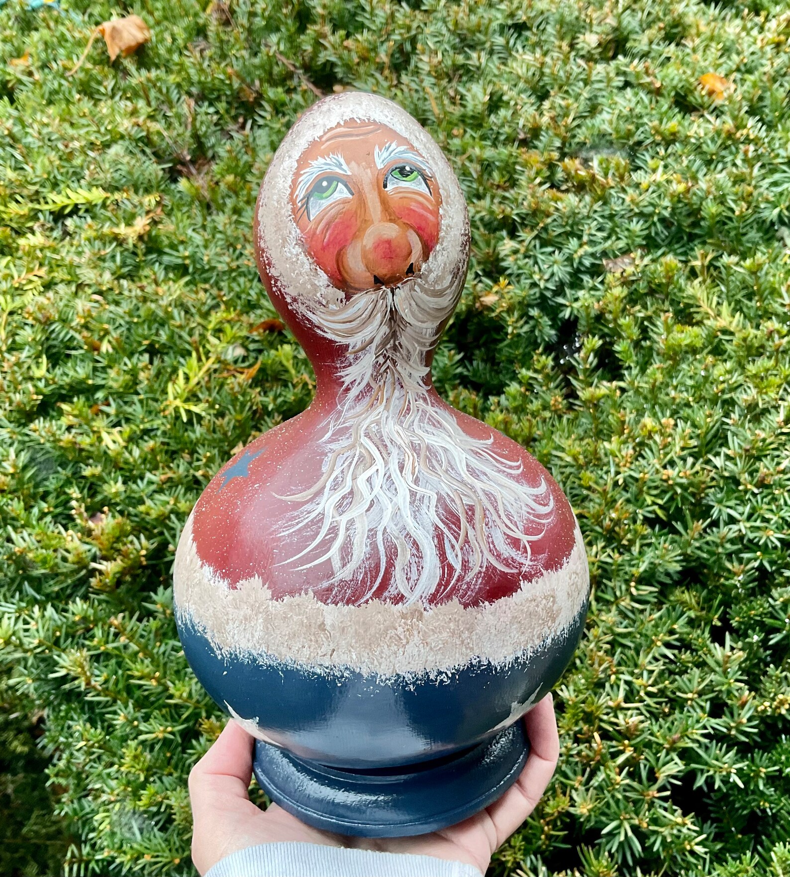 SANTA GOURD, AMERICANA Santa, Hand Painted Gourd, for the Santa ...