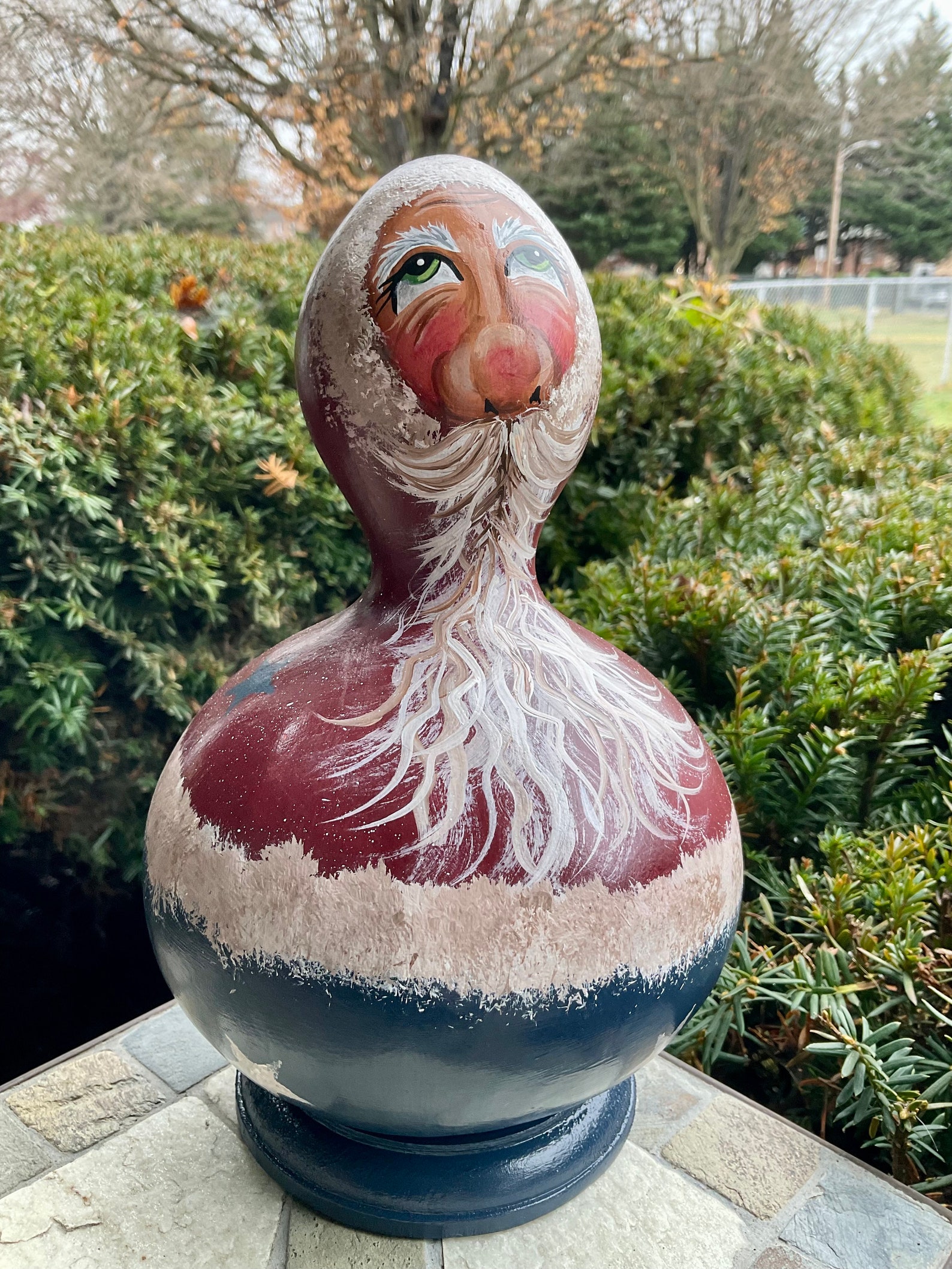 SANTA GOURD, AMERICANA Santa, Hand Painted Gourd, for the Santa ...