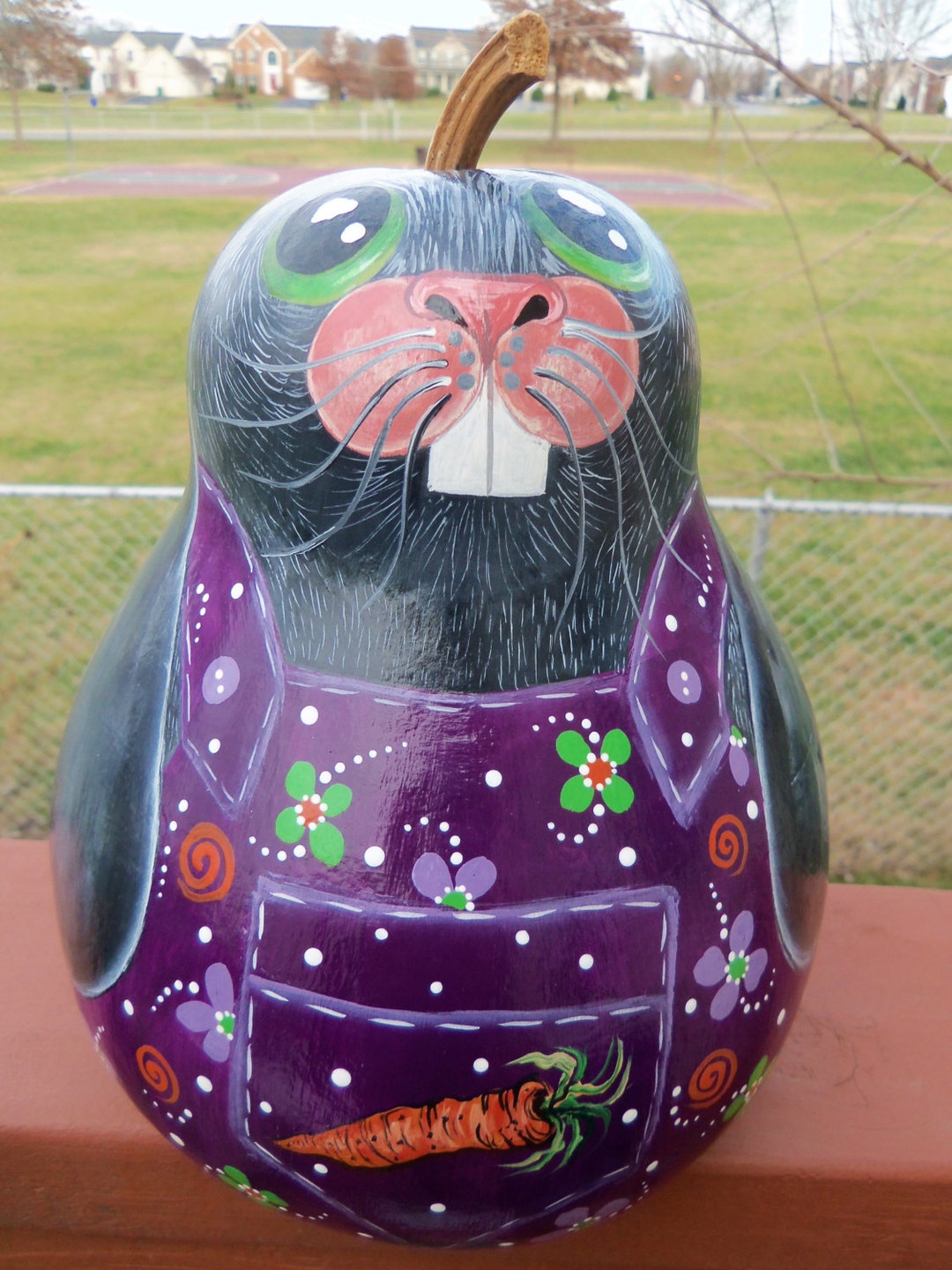 SPRING RABBIT GOURD, Hand Painted Gourd, Spring Decor, Easter Decor ...