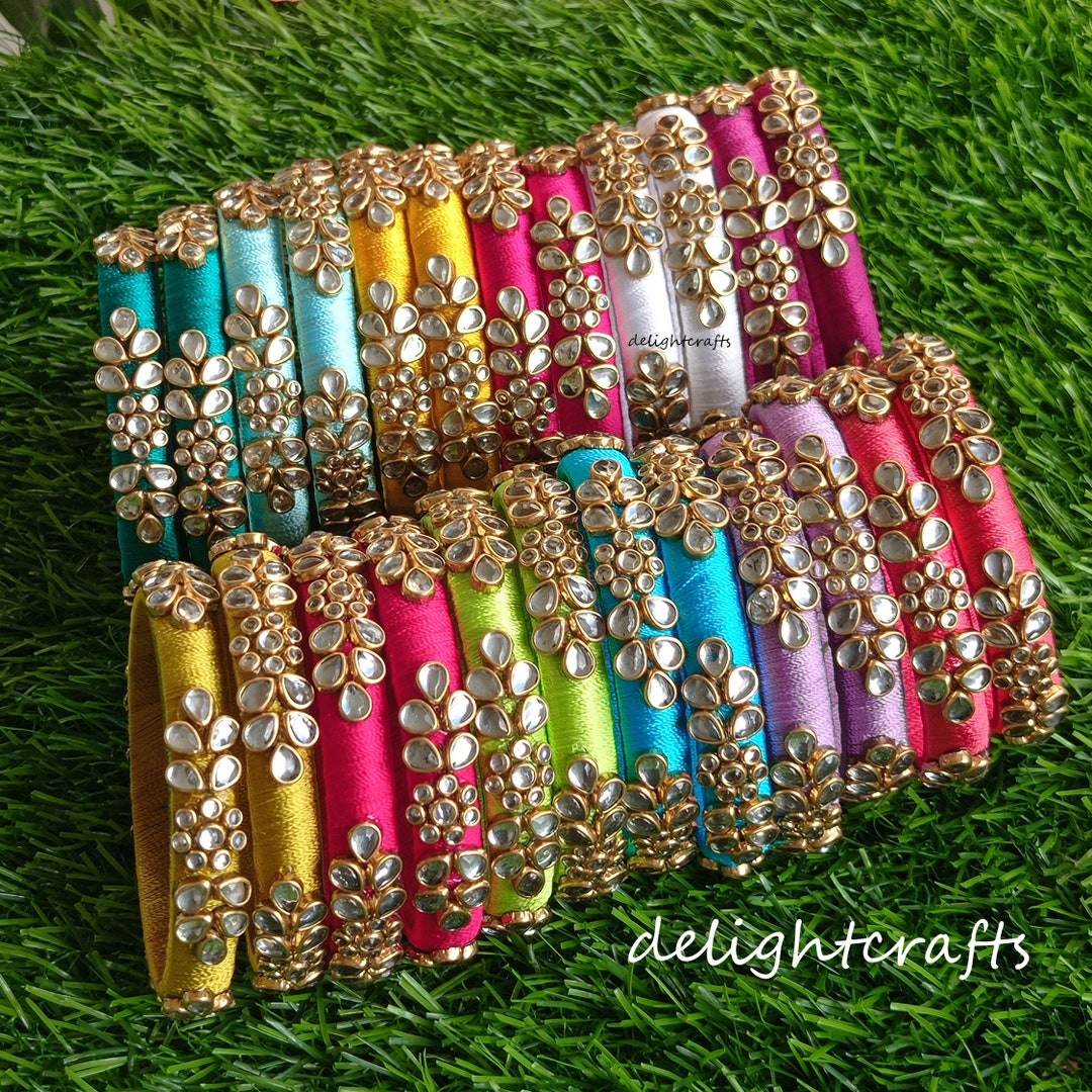 Traditional Decorated SILK THREAD BANGLES / Ornament for - Etsy
