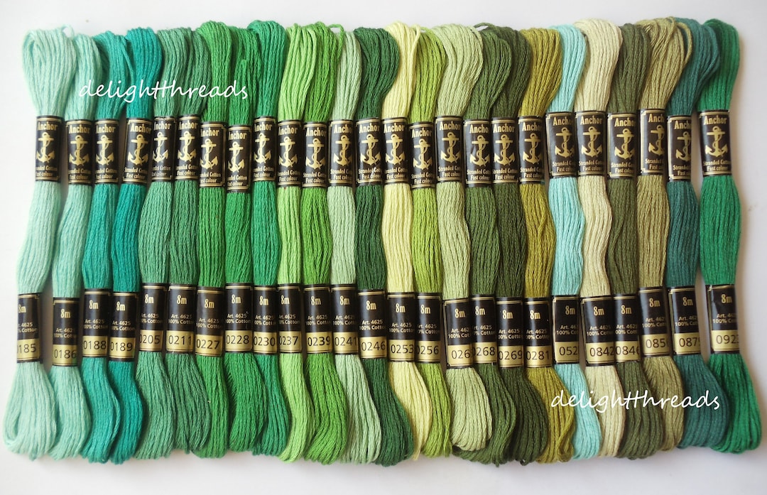 25 Anchor Embroidery Cotton Thread / Skeins / Floss in Green, Red, Blue ...