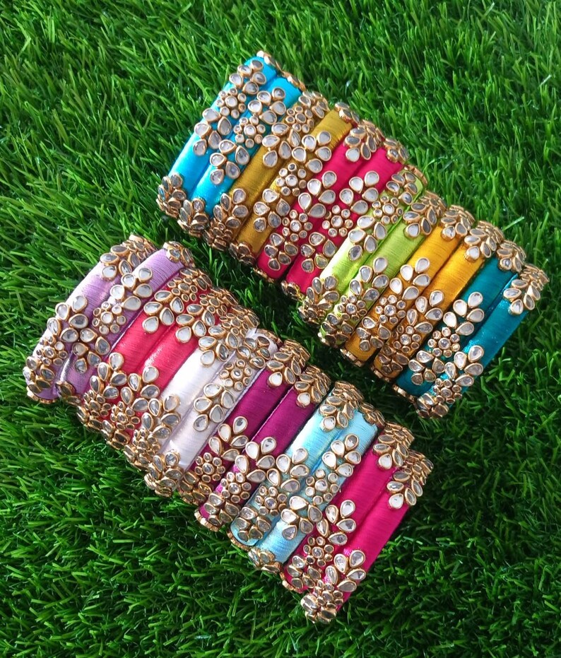 Traditional Decorated SILK THREAD BANGLES / Ornament for - Etsy