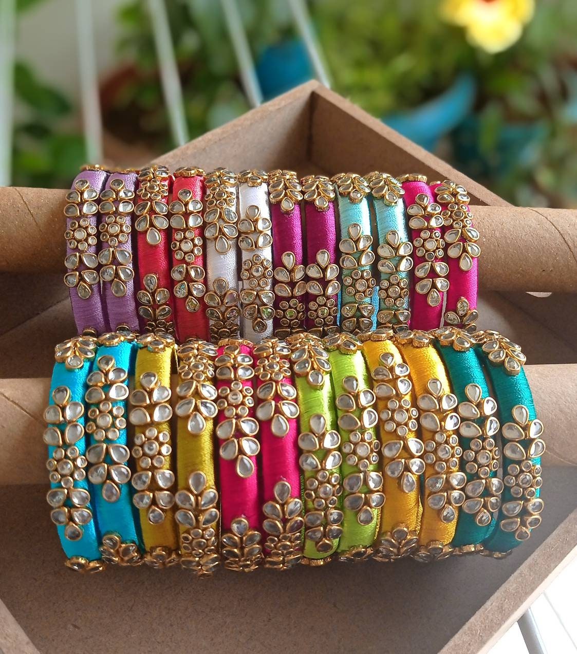 Traditional Decorated SILK THREAD BANGLES / Ornament for - Etsy