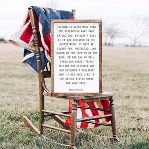 Patriotic Wall Art Ronald Reagan Freedom Quote Farmhouse Sign Military ...