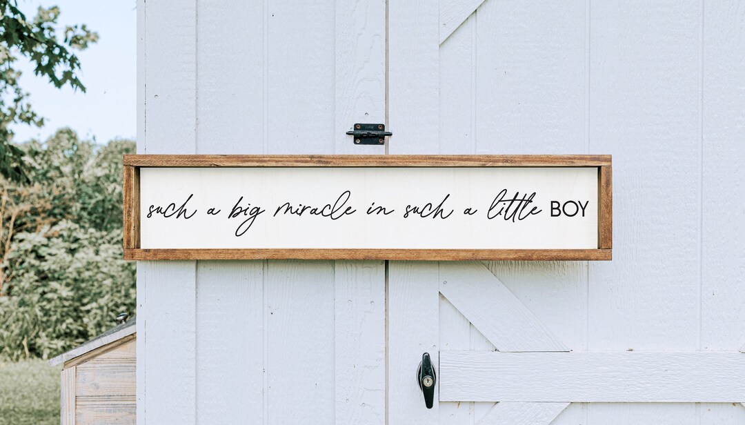 Miracle Boy Sign Miracle in Such A Little Boy Sign for Boys Room Framed ...