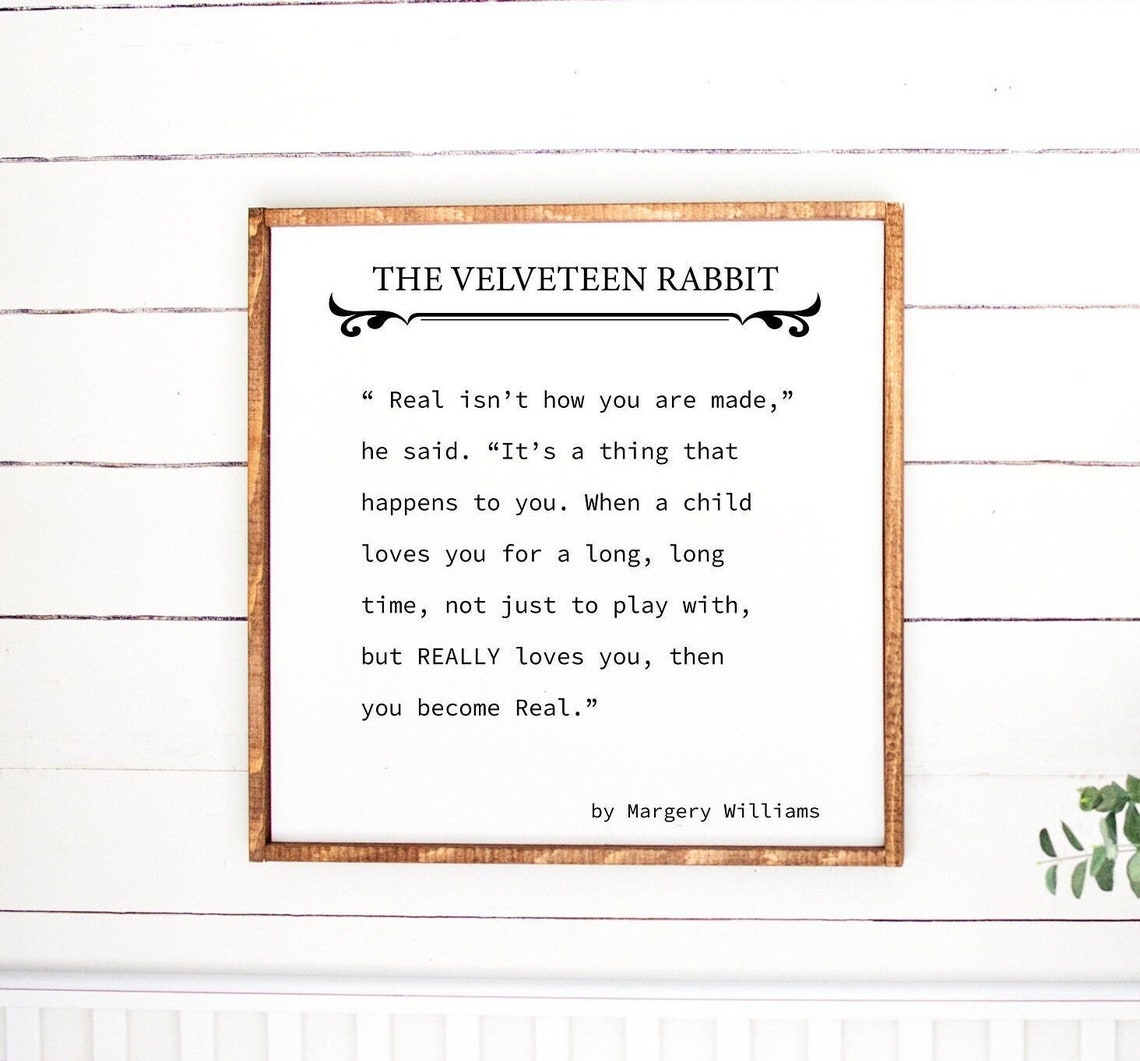 Velveteen Rabbit Sign Book Page Sign Velveteen Rabbit Wall Art - Etsy