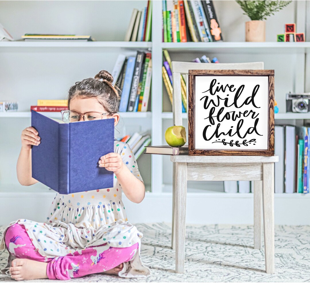 Wild Flower Child Framed Wood Sign Nursery Sign Above Crib Wall Art ...