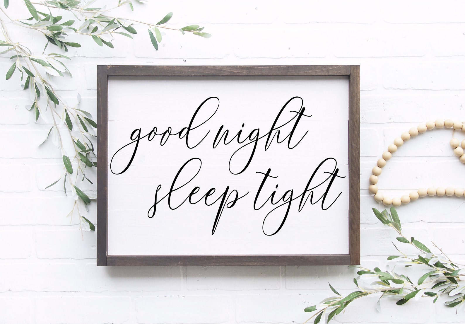 Good Night Sleep Tight Sign: Bedroom Wall Decor, Stained Frame - Etsy