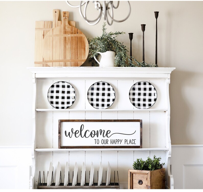 Welcome Sign Happy Place Sign Living Room Signs Wood Framed - Etsy